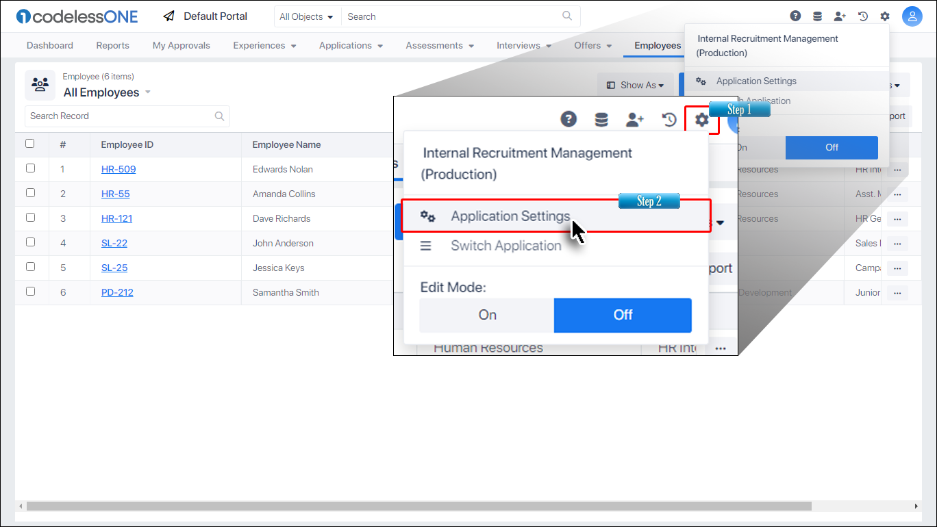 Creating an app using a pre-existing template - Codeless ONE