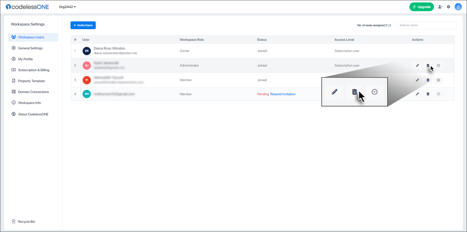 How to Delete a User? - Codeless ONE