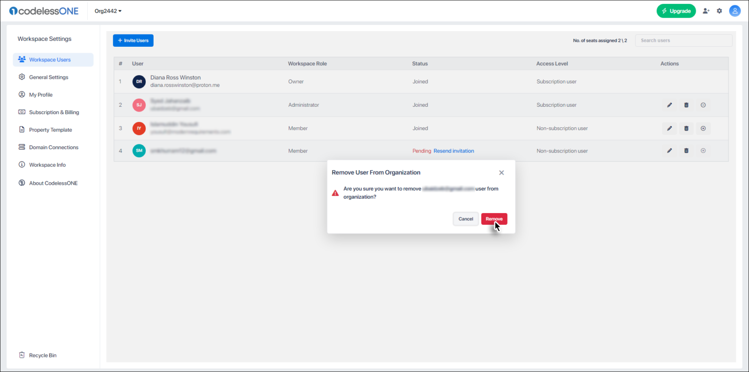 How to Delete a User? - Codeless ONE