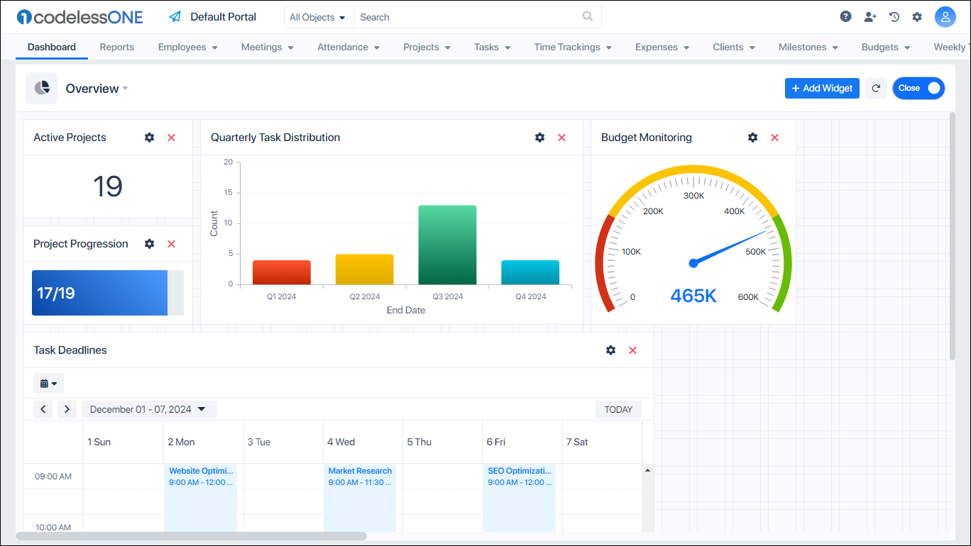 Dashboard: an introduction - Codeless ONE