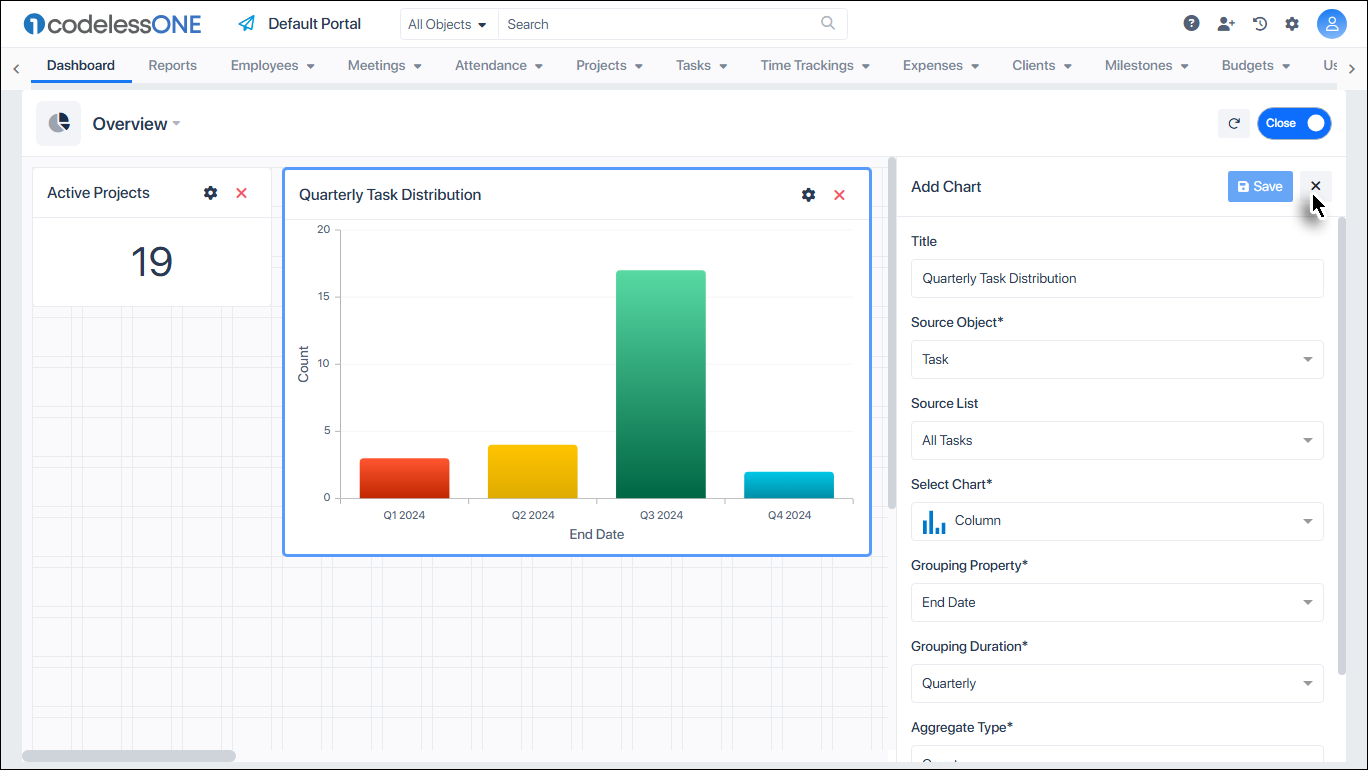 Dashboard Widgets: How to add Number, Chart, Gauge and Calendar - Codeless ONE