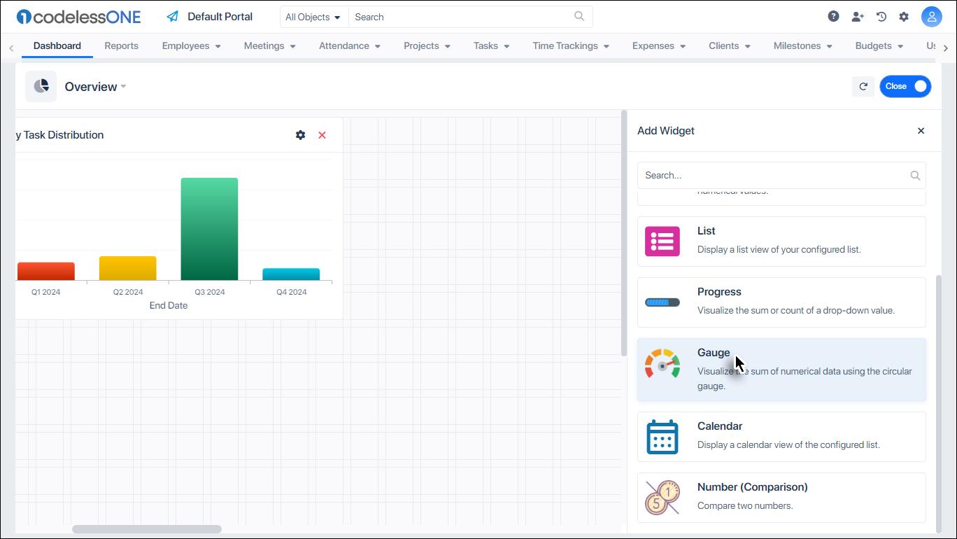 Dashboard Widgets: How to add Number, Chart, Gauge and Calendar ...