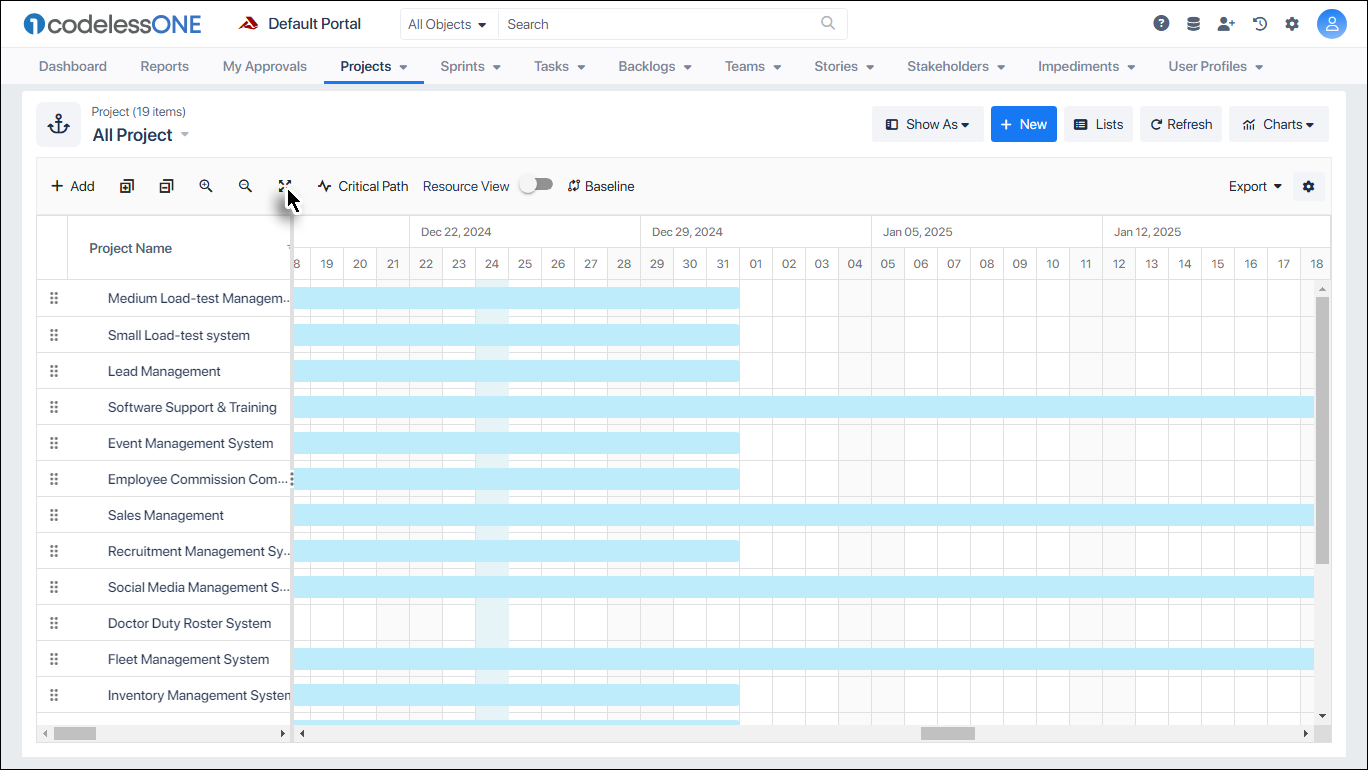Gantt Chart UI - Codeless ONE