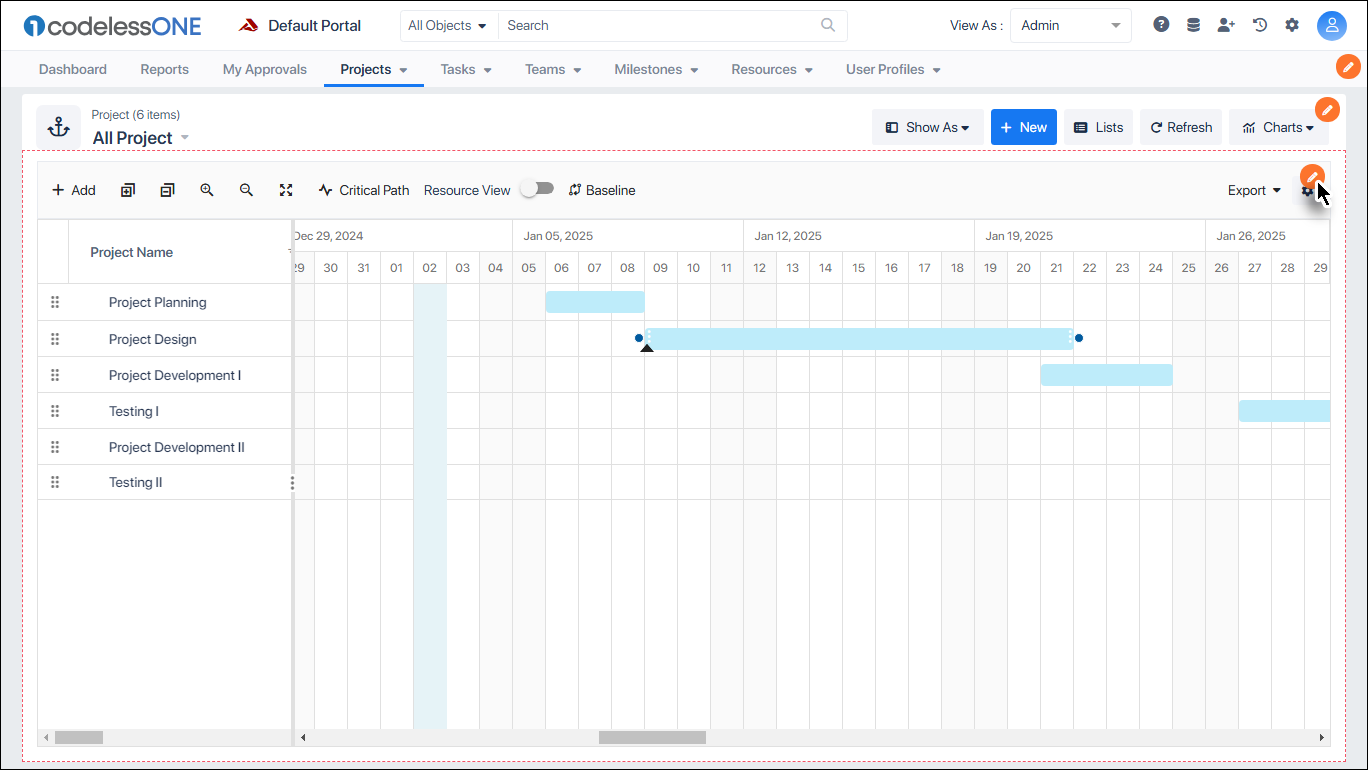 Mapping properties for the Gantt Chart - Codeless ONE
